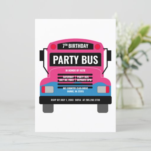 Party Bus Birthday Invitation | Zazzle
