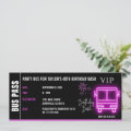 Party Bus Pass Ticket VIP Birthday Invitation | Zazzle