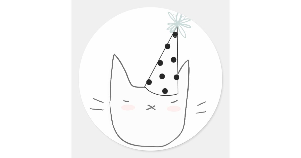 Party Cat Classic Round Sticker | Zazzle