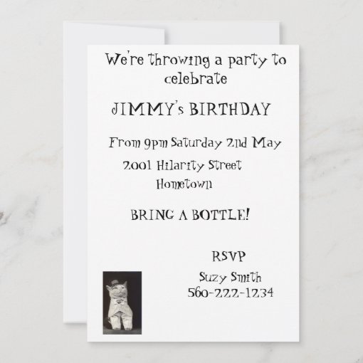 Party Cat Invitation Card | Zazzle