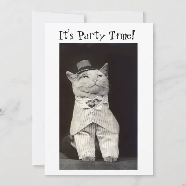 Party Cat Invitation Card | Zazzle