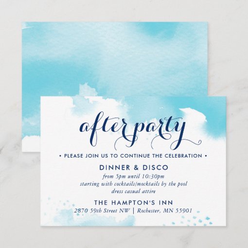 PARTY CELEBRATION CARD modern aqua blue watercolor | Zazzle