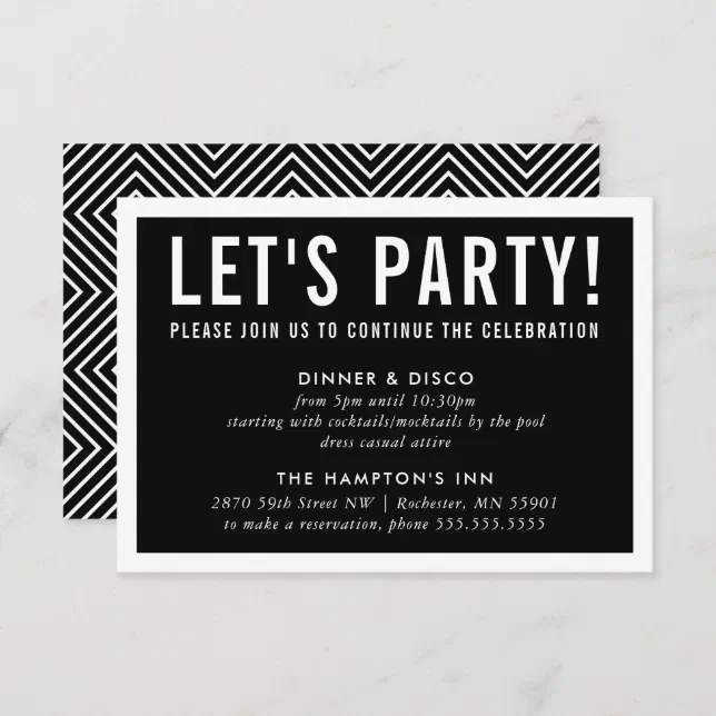 PARTY CELEBRATION INFO simple modern bold black Invitation | Zazzle