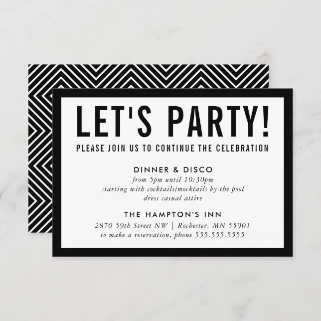 PARTY CELEBRATION INFO simple modern bold black Invitation | Zazzle