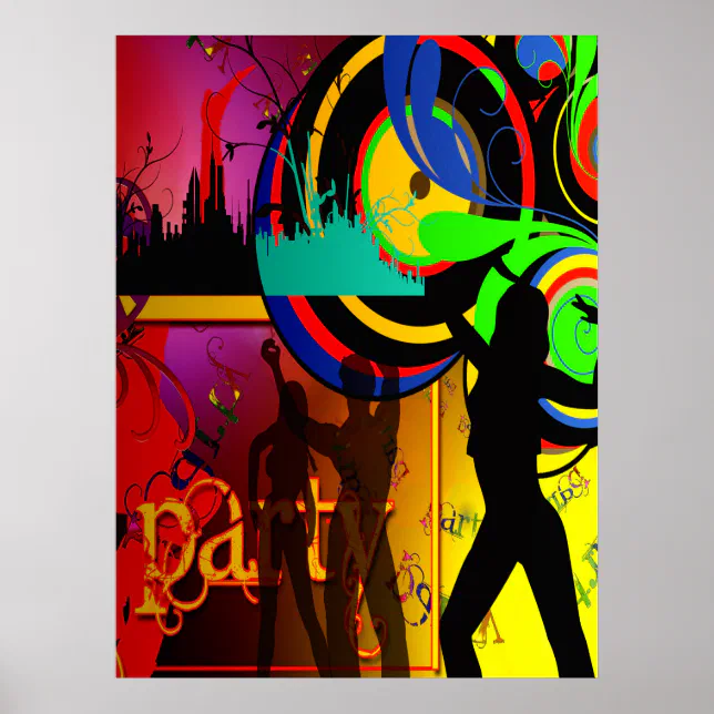 Party Club Scene Dancers Poster | Zazzle