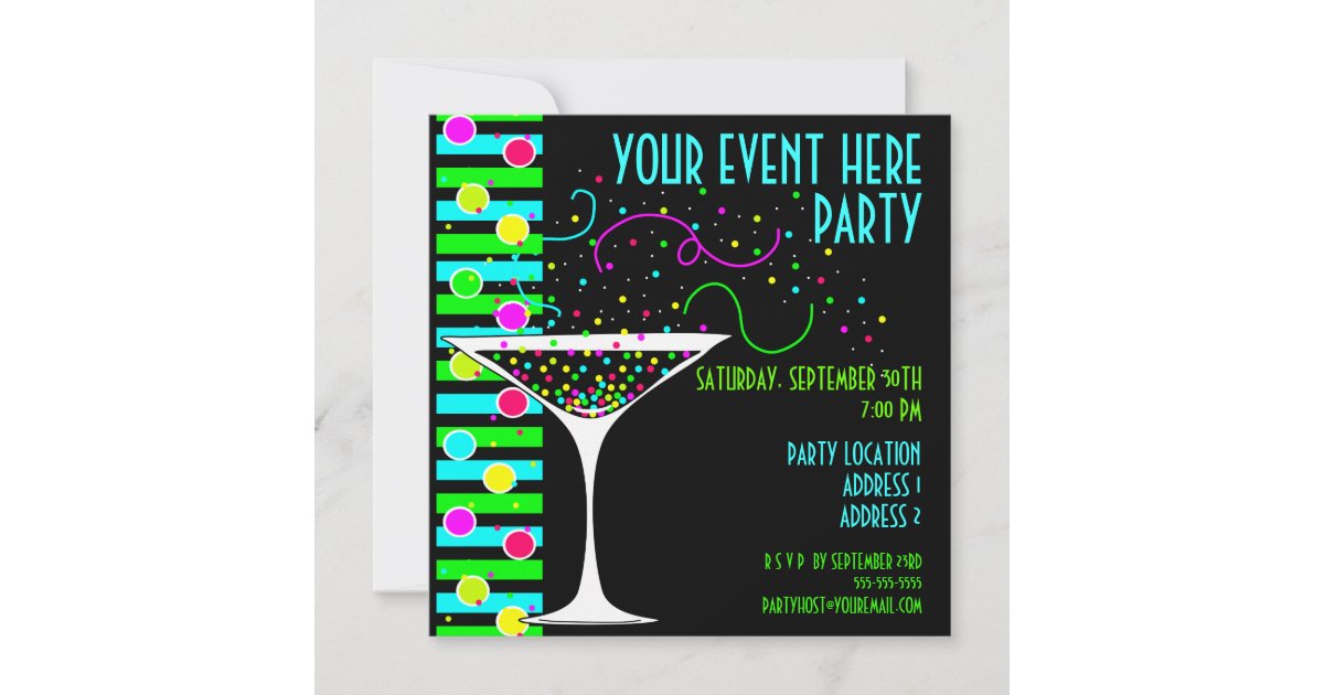 Party Confetti Cocktail Invitation | Zazzle