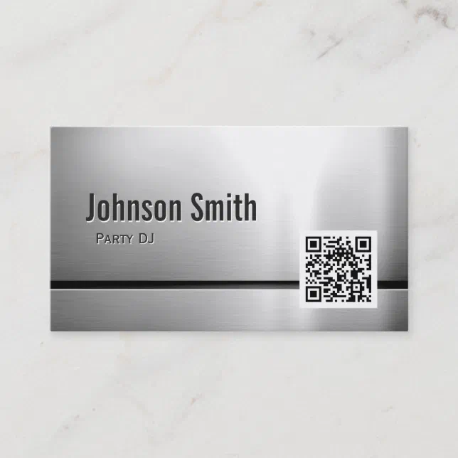 Party DJ - Stainless Steel QR Code Business Card | Zazzle