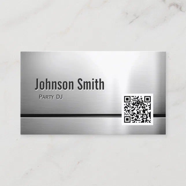 Party DJ - Stainless Steel QR Code Business Card | Zazzle