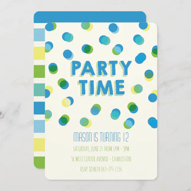 Party Dots Kids Birthday Invitation | Zazzle