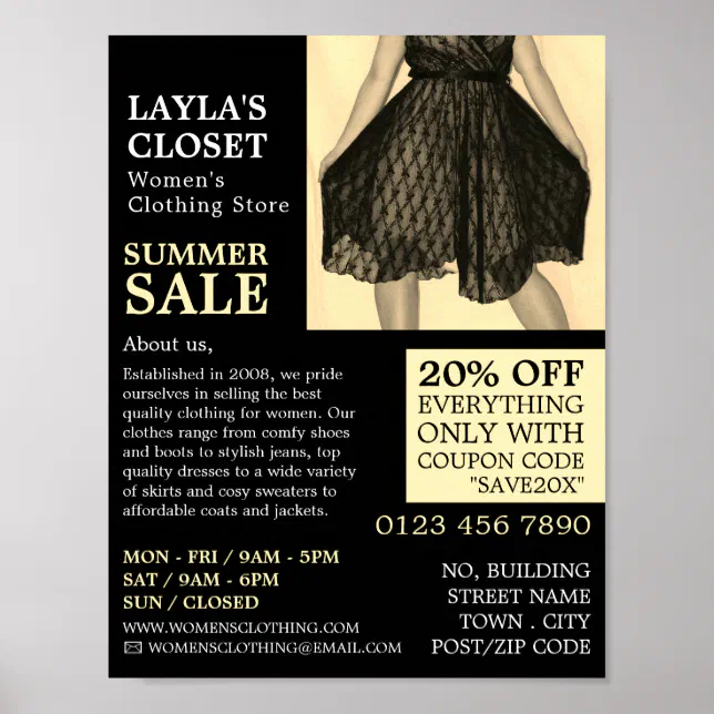 Party Dress, Women's Clothing Store Advertising Poster | Zazzle