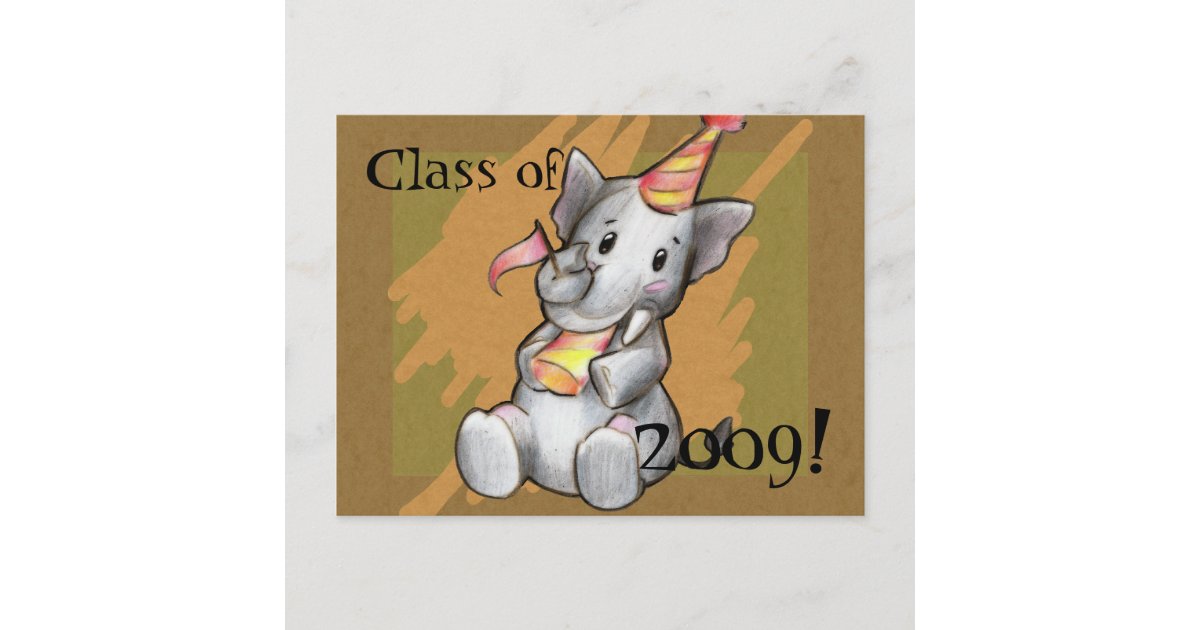 Party Elephant Graduate Postcard | Zazzle