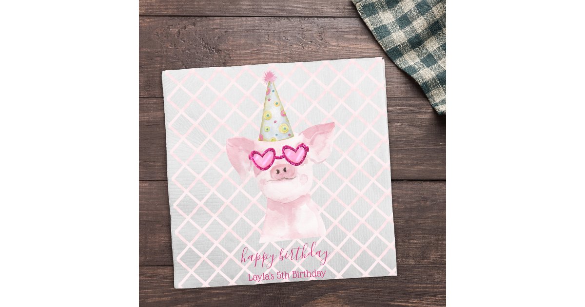 Party Farm Animals Birthday Pig Napkins | Zazzle