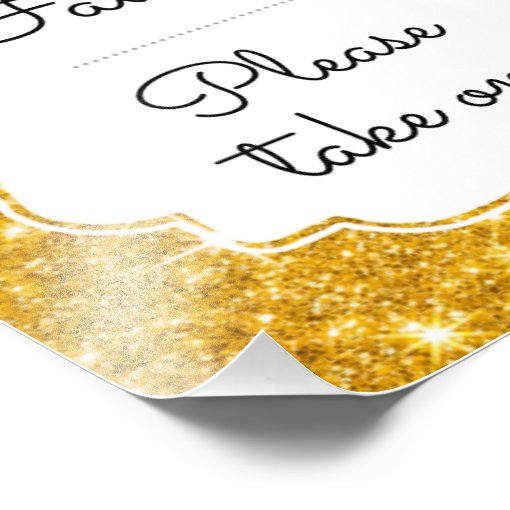Party Favors Please Take One Gold Sparkle Sign | Zazzle
