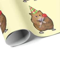 Party Hamster, Illustration, Lollipop, Hat, Kids Wrapping Paper | Zazzle