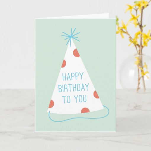 Party Hat Birthday Card - Mint | Zazzle