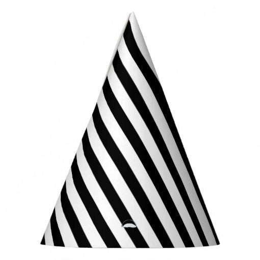 Party Hat with black and white stripes | Zazzle