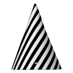 Party Hat with black and white stripes | Zazzle