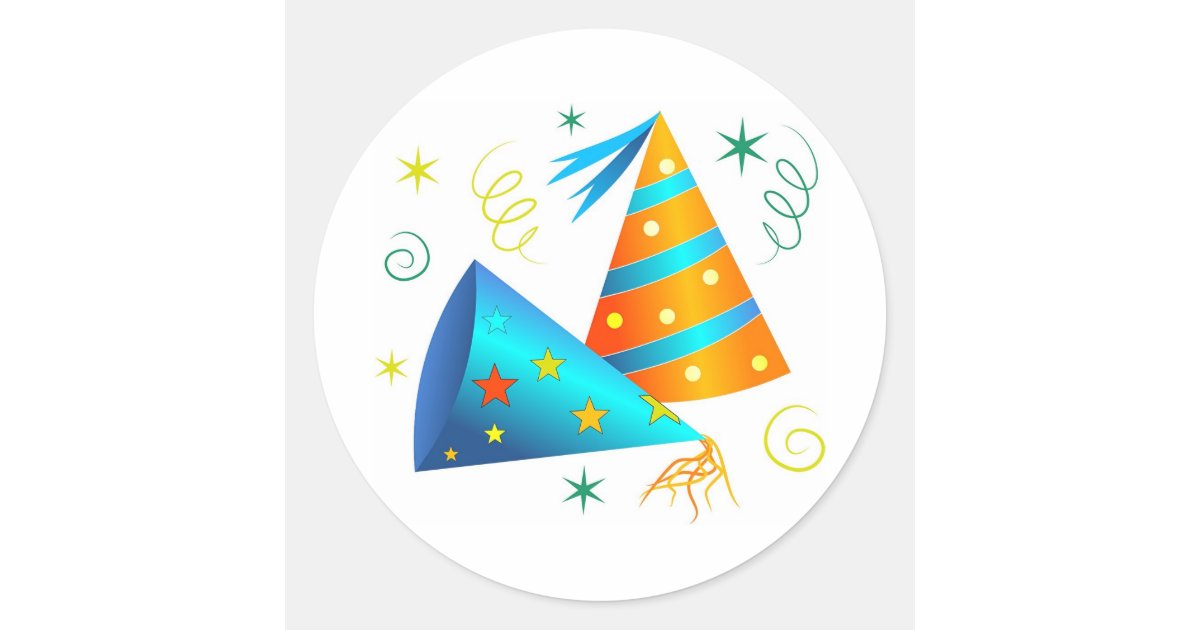 Party Hats Classic Round Sticker | Zazzle