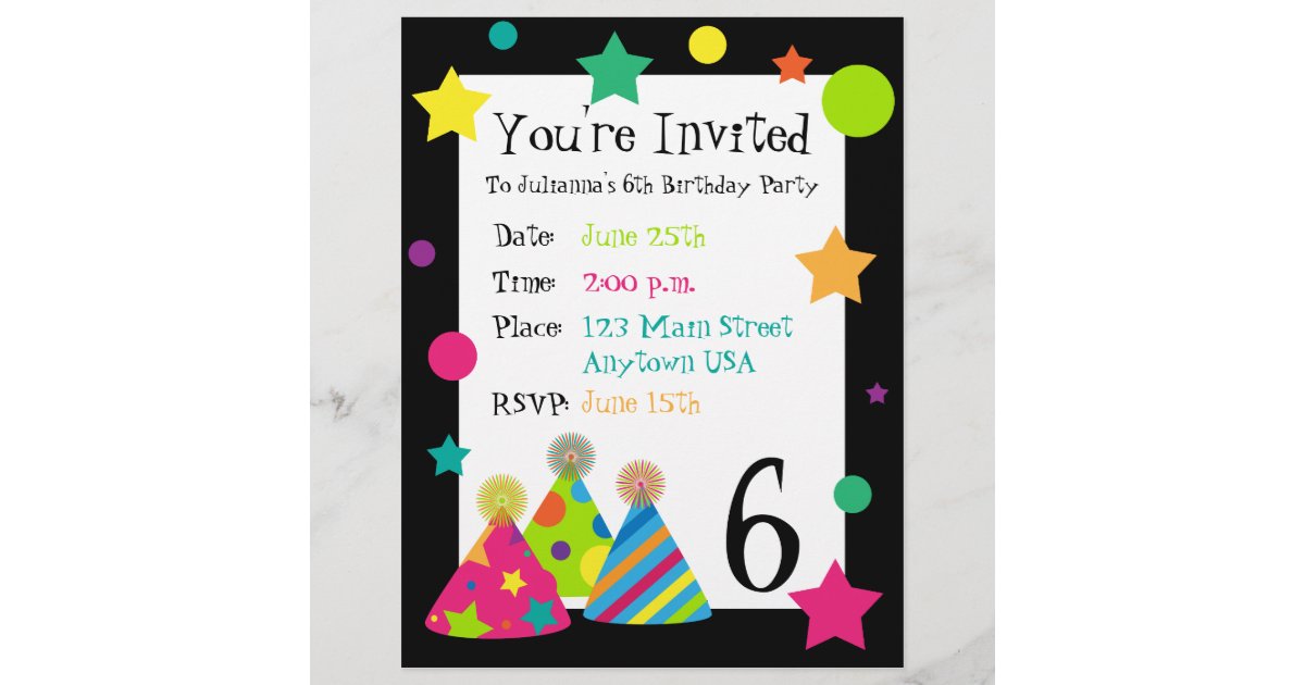 Party Hats Invitation Letterhead | Zazzle