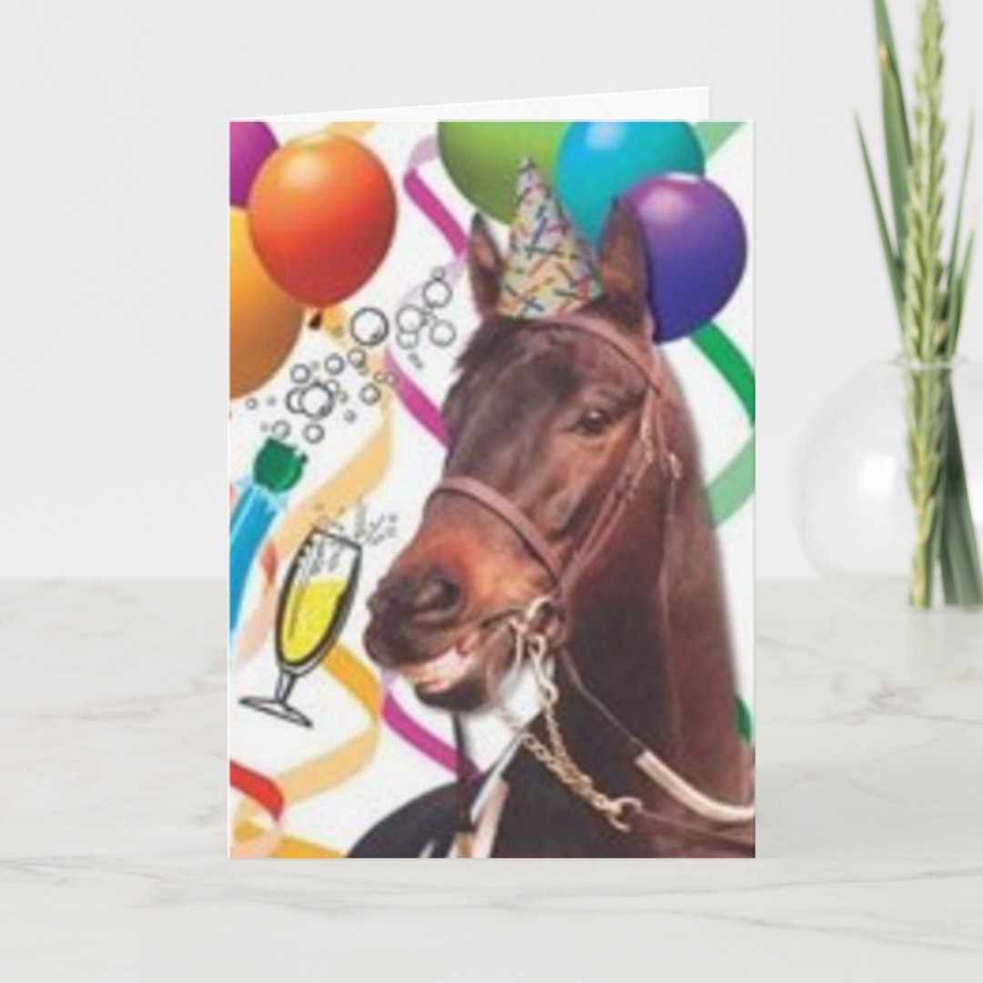 Party Horse B-Day Card | Zazzle