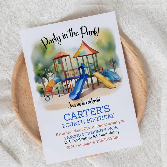 Party in the park, Playground Birthday, Outdoor Invitation | Zazzle