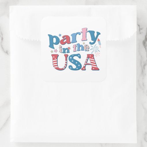 Party In The USA Patriotic Square Sticker | Zazzle