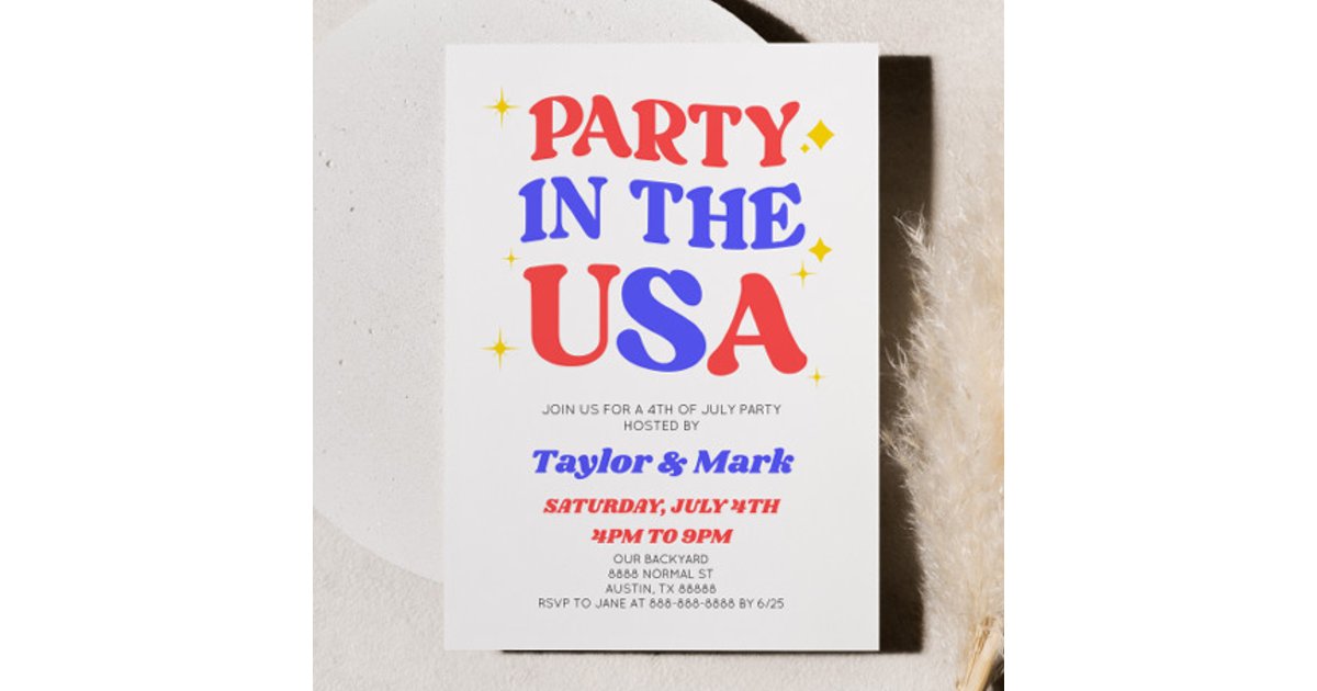 Party In The USA Retro 4th of July Party Invitation | Zazzle