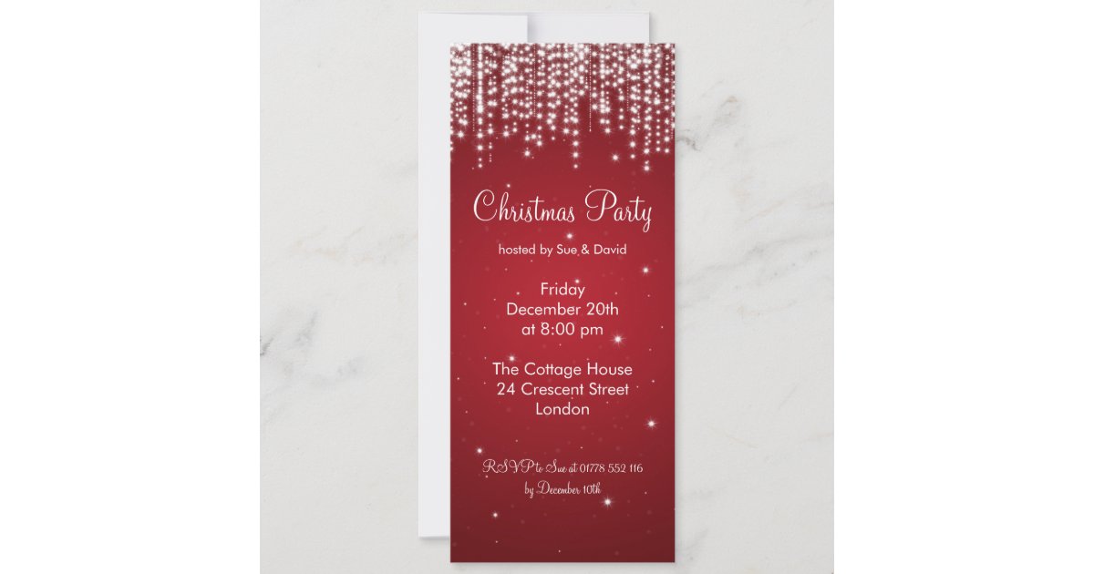 Party Invitation Elegant Falling Sparkle Red Zazzle