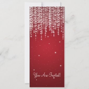 Party Invitation Elegant Falling Sparkle Red Zazzle