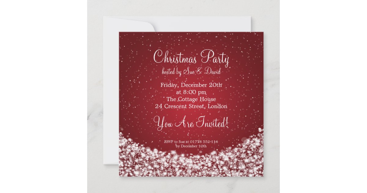 Party Invitation Elegant Night Sparkle Red | Zazzle