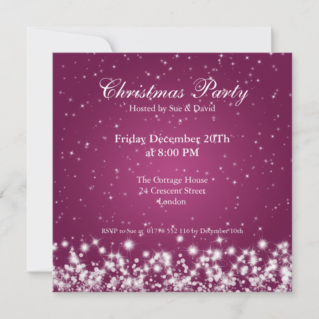 Party Invitation Elegant Sparkle Custom Pink | Zazzle