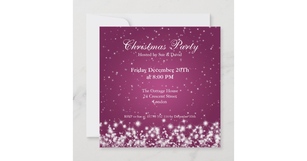 Party Invitation Elegant Sparkle Custom Pink | Zazzle