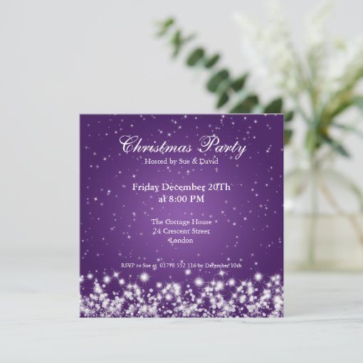Party Invitation Elegant Sparkle Custom Purple | Zazzle
