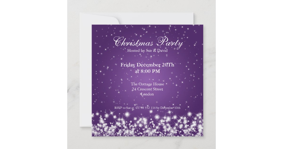 Party Invitation Elegant Sparkle Custom Purple | Zazzle