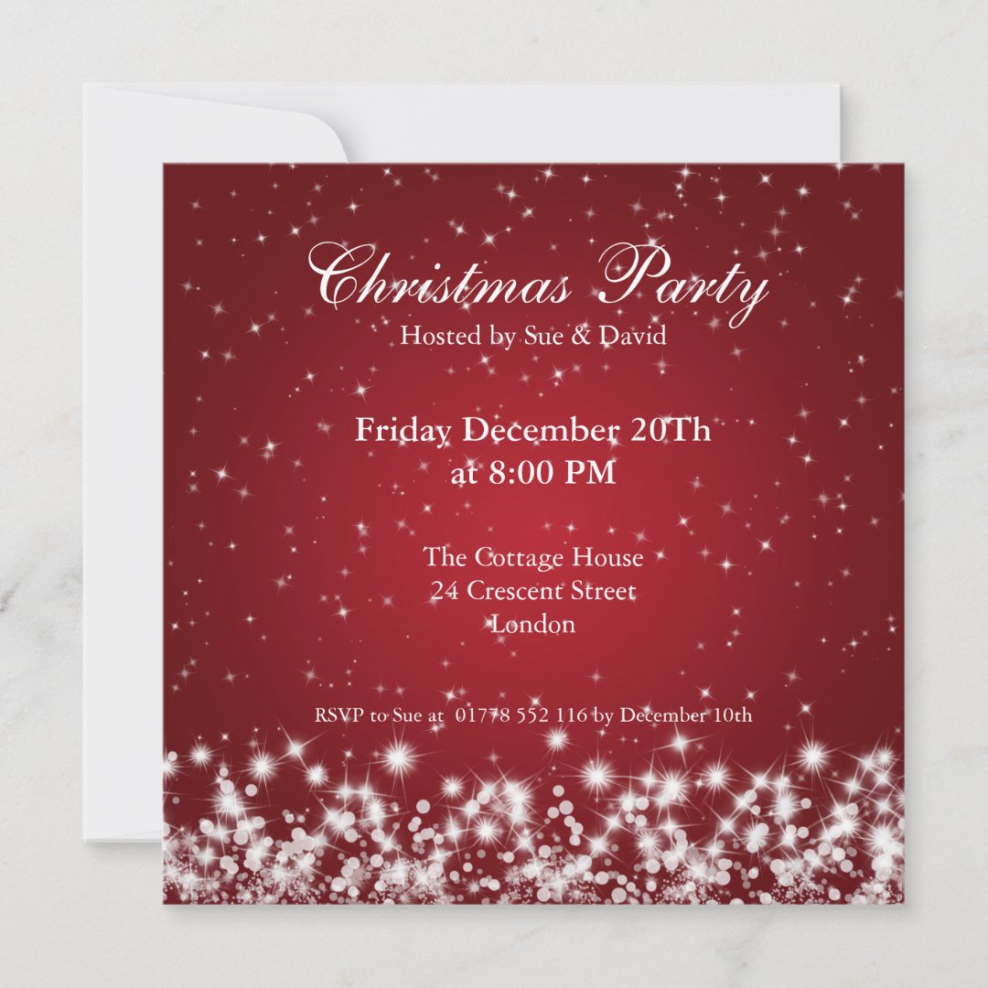 Party Invitation Elegant Sparkle Custom Red | Zazzle