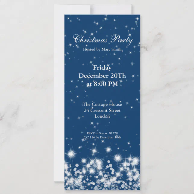 Party Invitation Elegant Winter Sparkle Royal Blue | Zazzle
