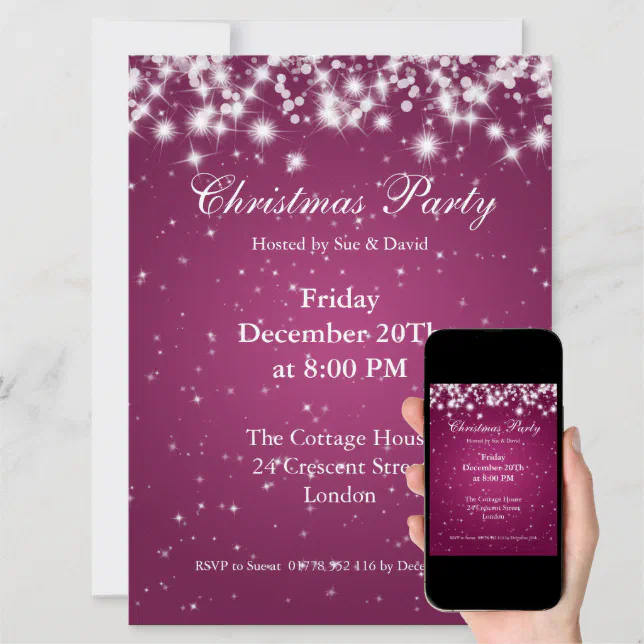 Party Invitation Pink Elegant Sparkle Custom | Zazzle