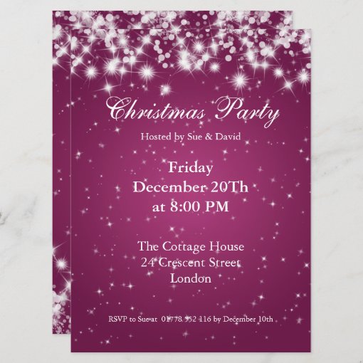 Party Invitation Pink Elegant Sparkle Custom | Zazzle