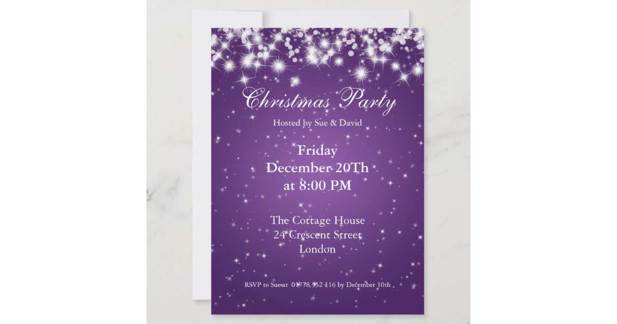 Party Invitation Purple Elegant Sparkle Custom | Zazzle