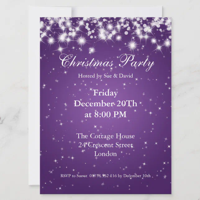 Party Invitation Purple Elegant Sparkle Custom | Zazzle