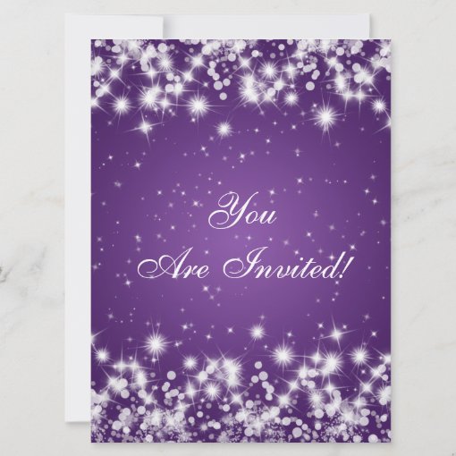 Party Invitation Purple Elegant Sparkle Custom | Zazzle