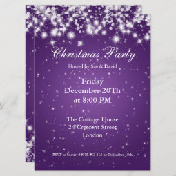 Party Invitation Purple Elegant Sparkle Custom | Zazzle