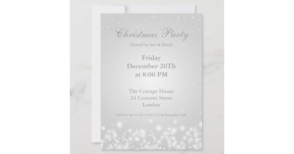 Party Invitation White Elegant Winter Sparkle | Zazzle