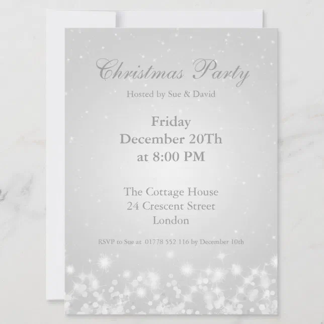 Party Invitation White Elegant Winter Sparkle | Zazzle