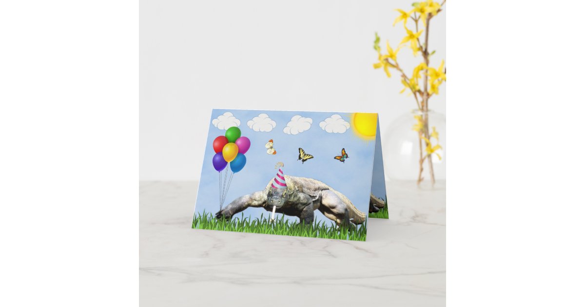 Party Komodo Dragon Happy Birthday Card | Zazzle