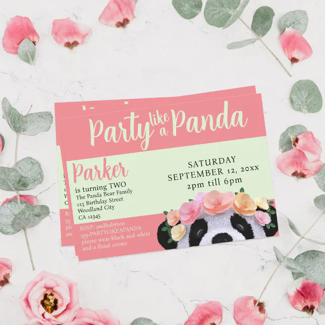 Party Like A Panda Bear Girl's Birthday Invitation | Zazzle