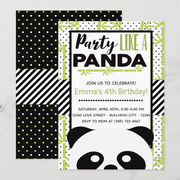 Party Like a Panda Kids Birthday Invitation | Zazzle
