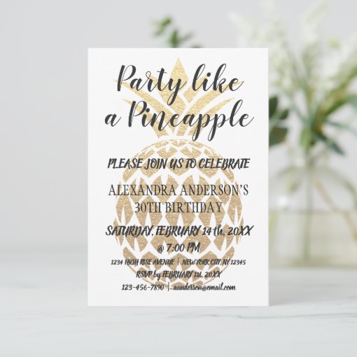 Party Like a Pineapple Any Age Birthday Invitation | Zazzle