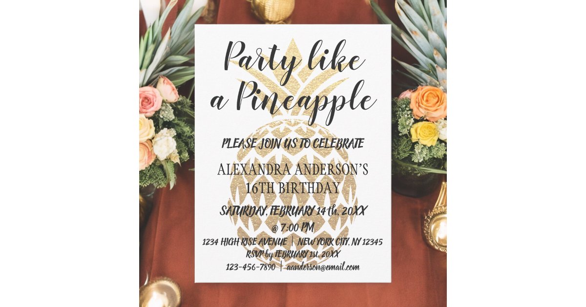 Party Like a Pineapple Birthday Invitation Postcard | Zazzle