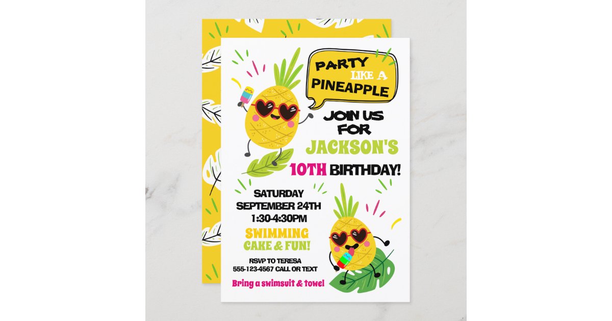 Party like a pineapple tropical birthday invitation | Zazzle.com